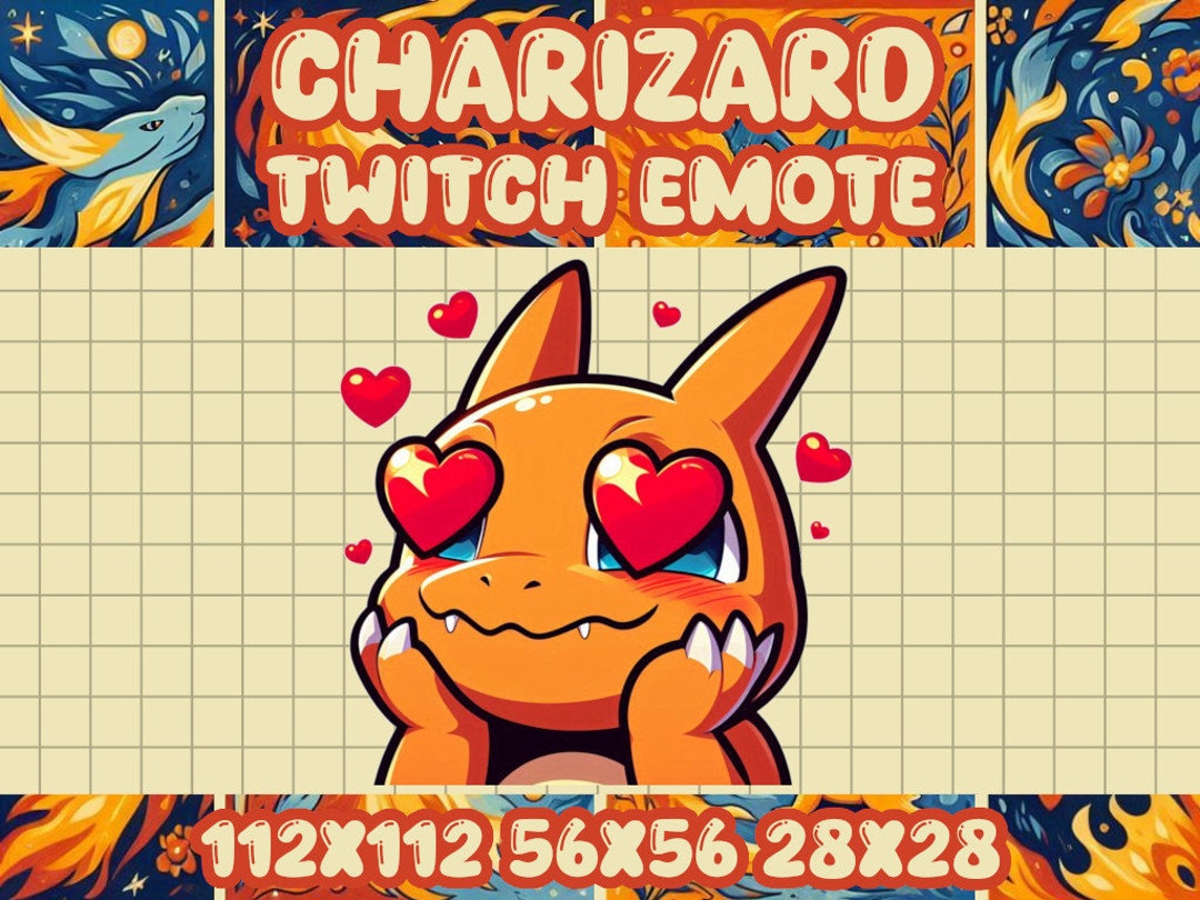 Charizard Simp Emote Kawaii Pokémon Emoji for Twitch and Discord Gamers ...