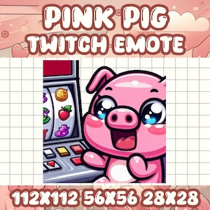 Pink Pig Slot Machine Gamble Emote | Adorable Kawaii Casino Icon for ...