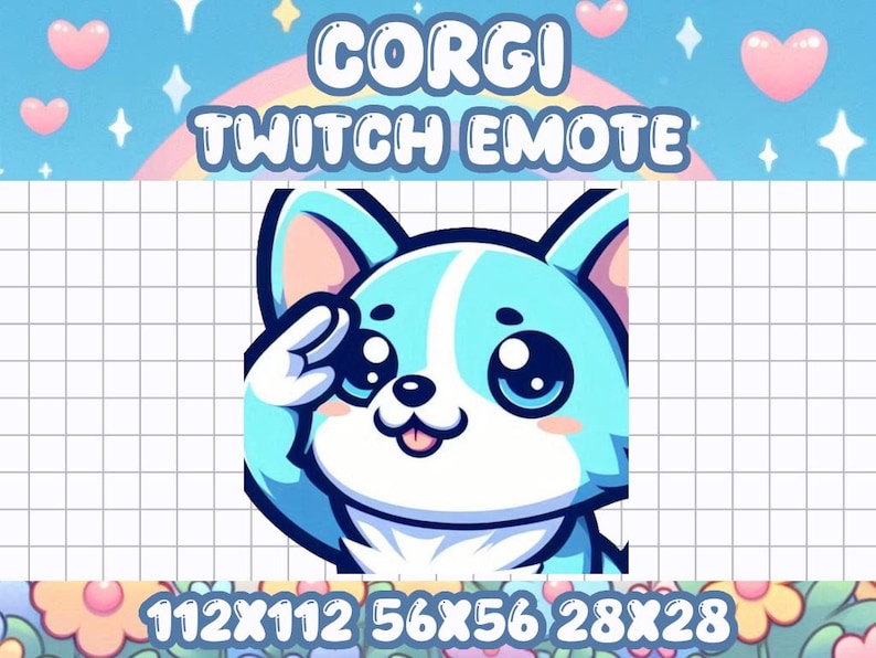 Blue Corgi Salute Emote | Kawaii Chibi Dog Icon for Twitch and Discord ...