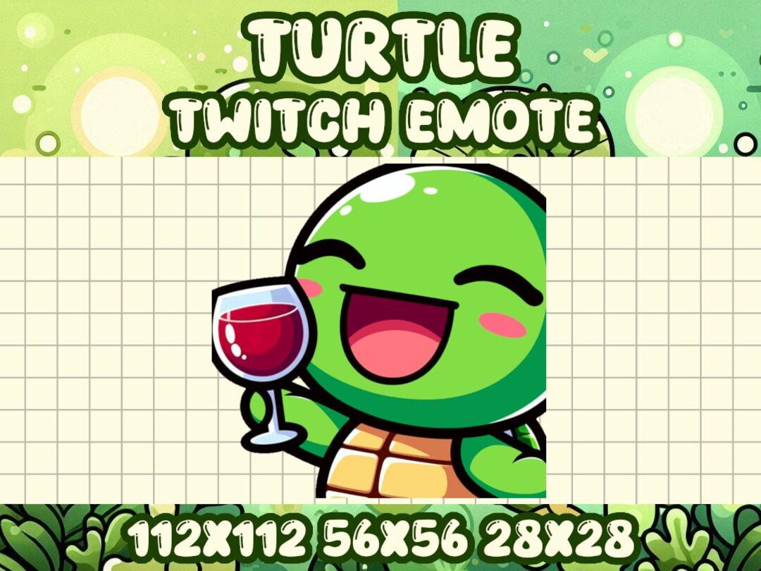 Green Turtle Wine Emote: Kawaii Twitch/discord Gaming Icon (digital ...