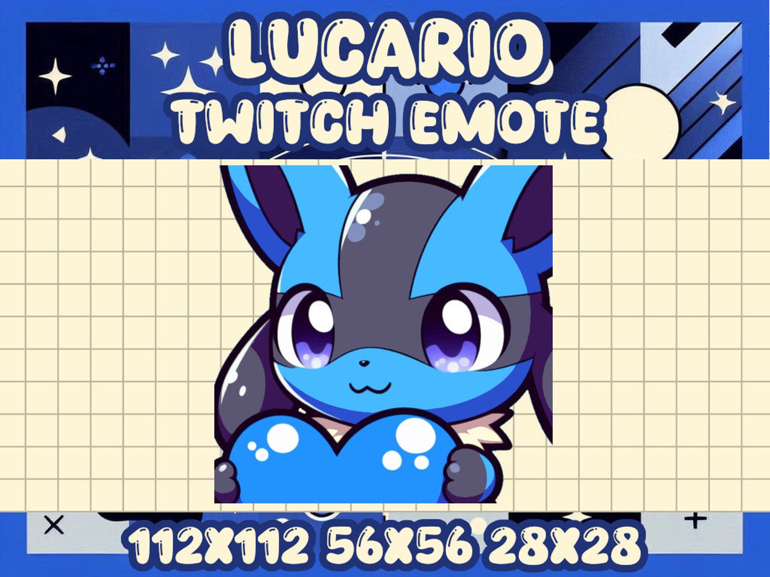 Lucario Blue Heart Emote Pokémon Twitch & Discord Icon Cozy Gamer ...