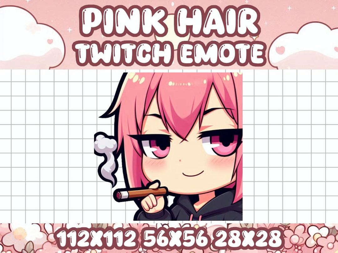 Pink Hair Girl Smoking Emote | Cute Kawaii Chibi Cool Icon for Twitch ...