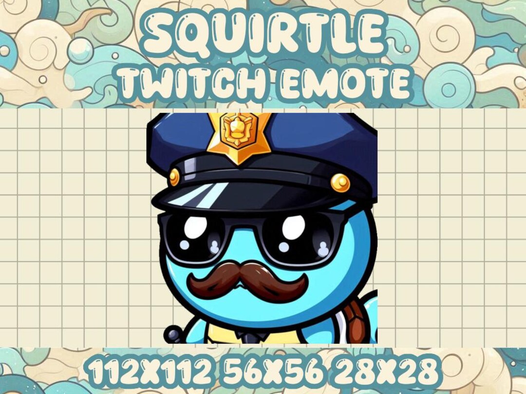 Squirtle Cop Emote for Twitch Discord With Kawaii Happy Style - Etsy