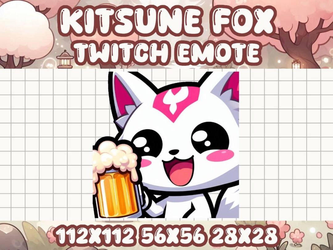 Kitsune Fox Beer Emote | Fun Chibi Icon for Twitch and Discord - Etsy