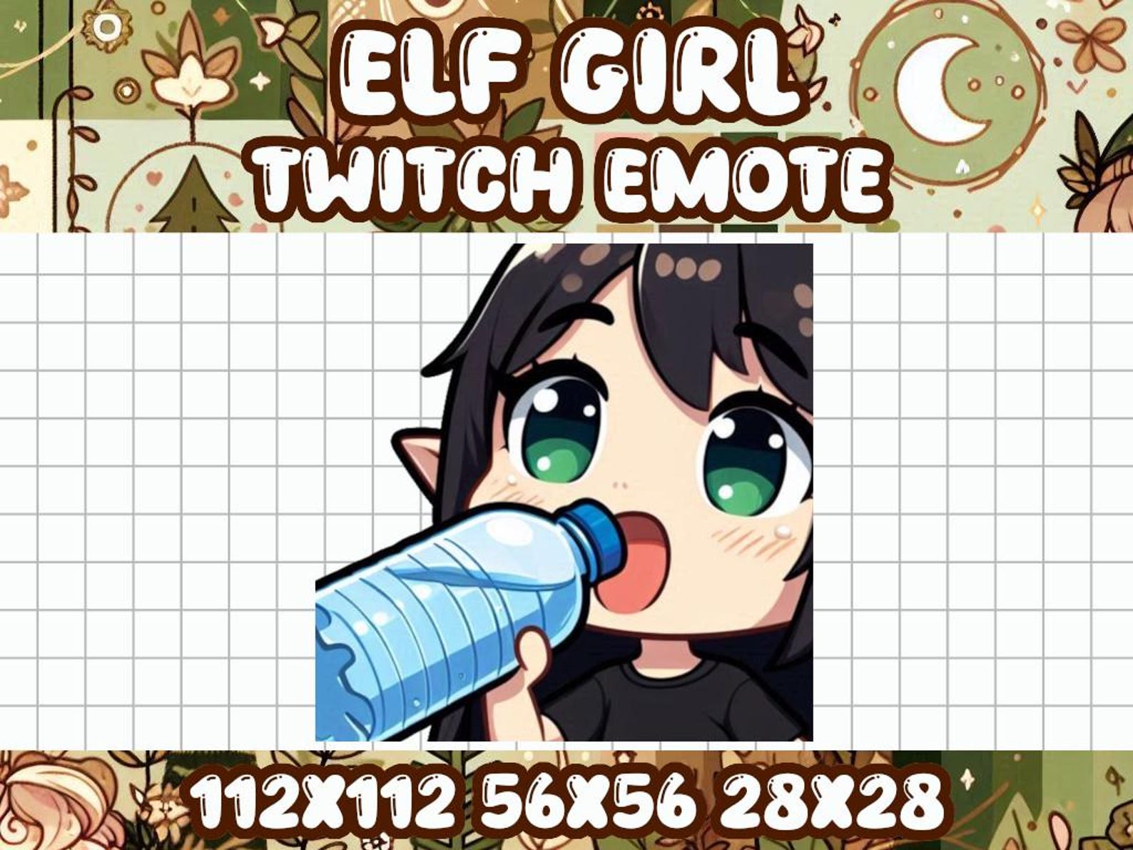 Elf Girl Hydrate Emote Cute Fantasy Forest Imp Twitch Discord Icons ...