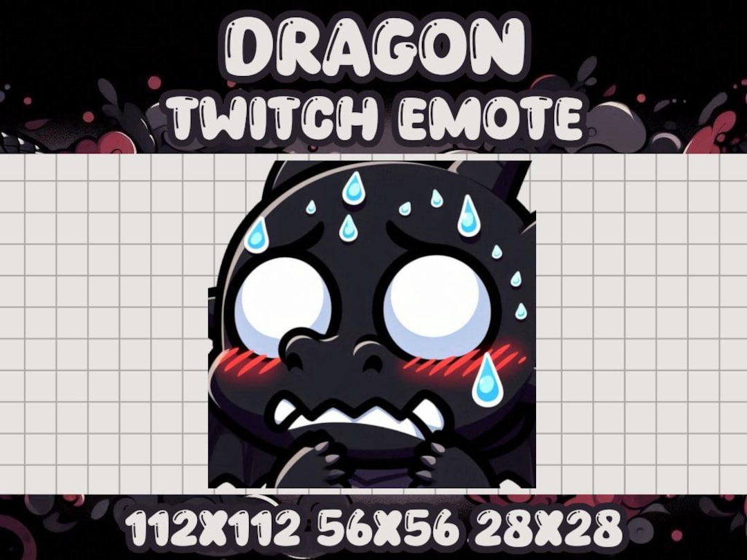 Black Dragon Nervous Emote for Gamer Twitch Discord | Worried Anxious ...