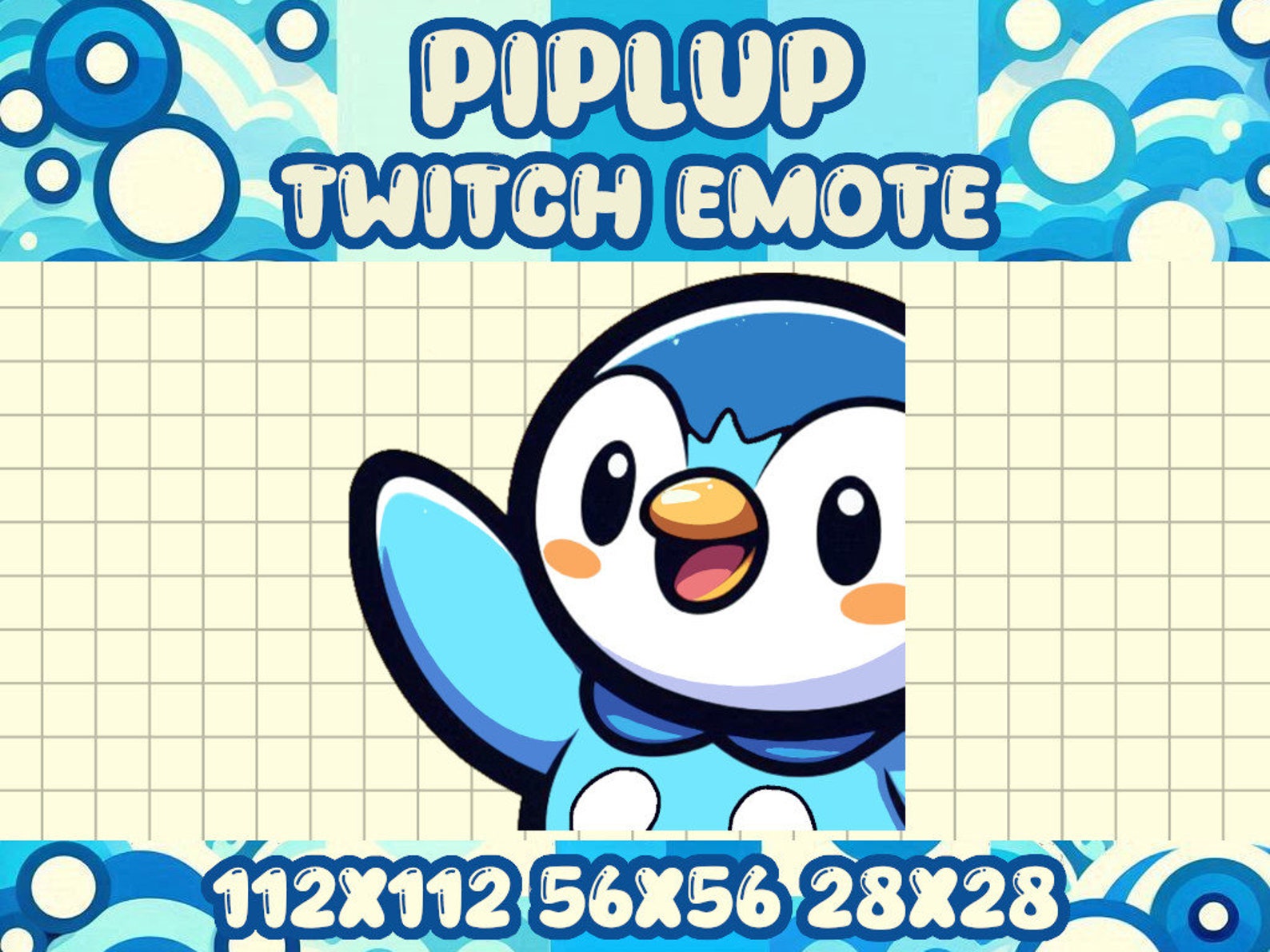 Piplup Wave Emote Pokémon Twitch Discord Icon Cute Kawaii Gamer Emotes ...