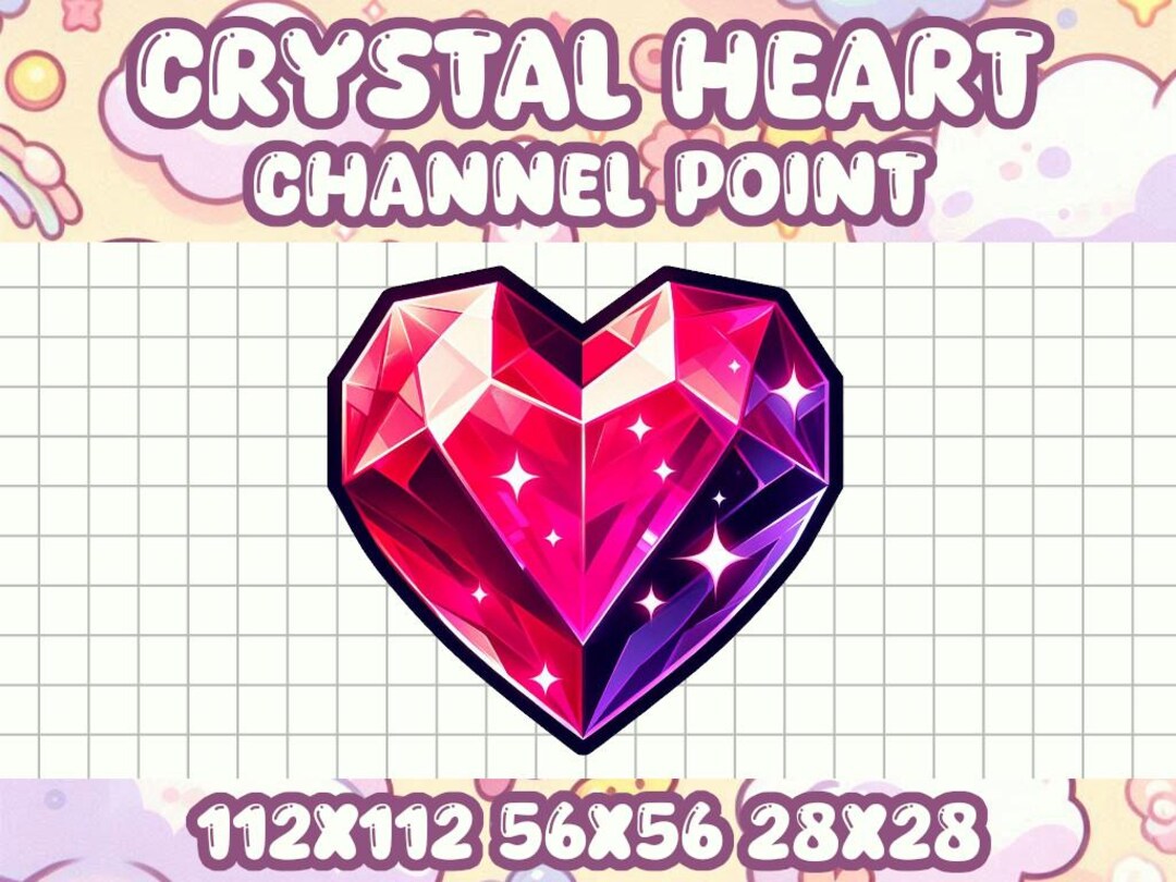 Crystal Heart Channel Point Icon | Kawaii Reward and Emote for Twitch ...