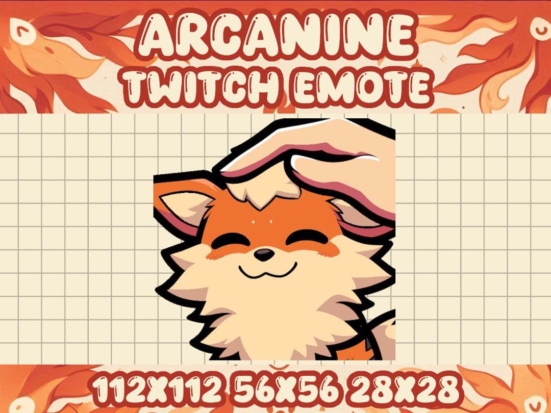 Arcanine Pet Emote | Chibi Headpat Twitch, Discord Emoji (digital ...