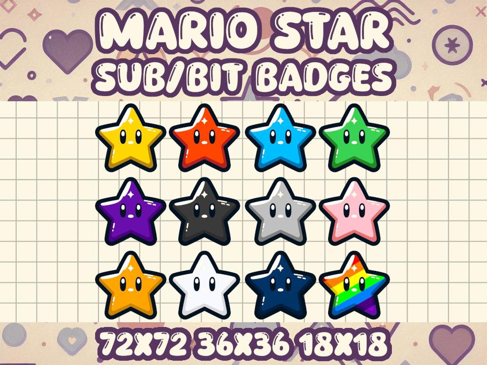 Mario Star Sub or Bit Badge Icons for Twitch Streamers - Etsy