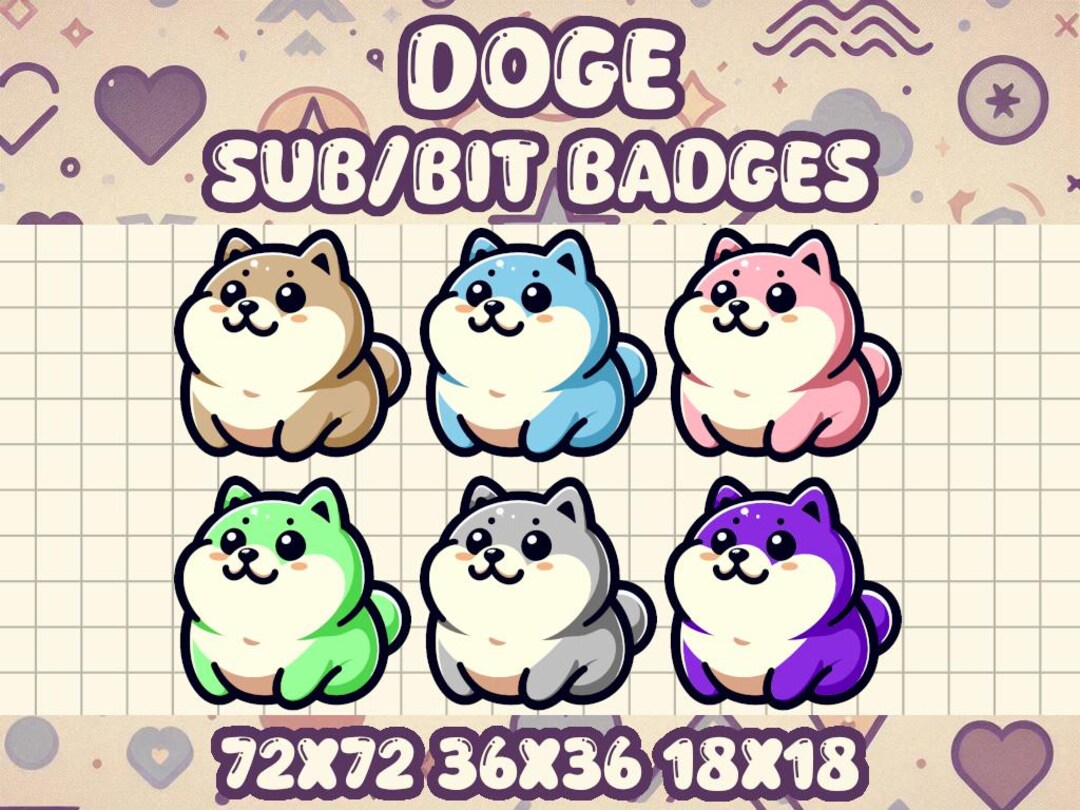 Doge Sub or Bit Badge Icons for Twitch Streamers - Etsy