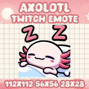 Pink Axolotl Sleep Emote | Cute Kawaii Axolotl Chibi Gamer Icons for ...