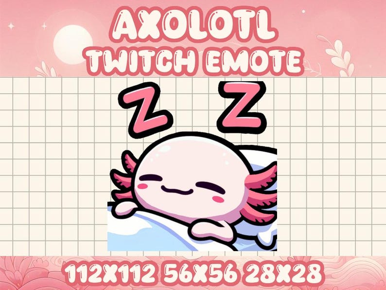 Pink Axolotl Sleep Emote Cute Kawaii Axolotl Chibi Gamer Icons for ...