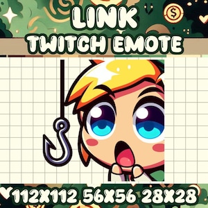 Link Baited Emote Legend of Zelda Twitch Discord Icon Kawaii Chibi Fish ...