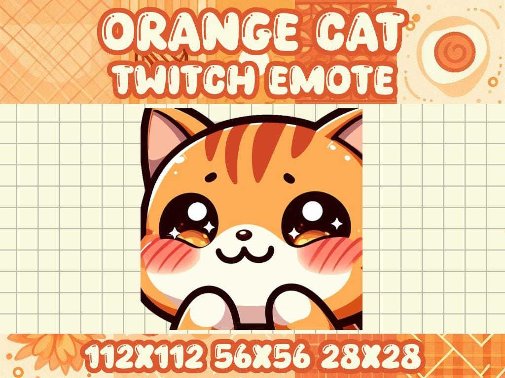 Orange Tabby Cat Blush Emote for Twitch Discord Gamer Chats Love Simp ...