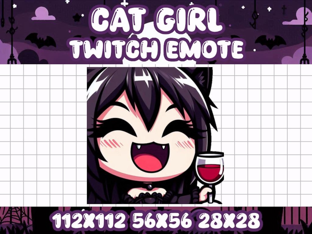 Goth Cat Girl Wine Emote for Twitch/discord (digital Download) - Etsy