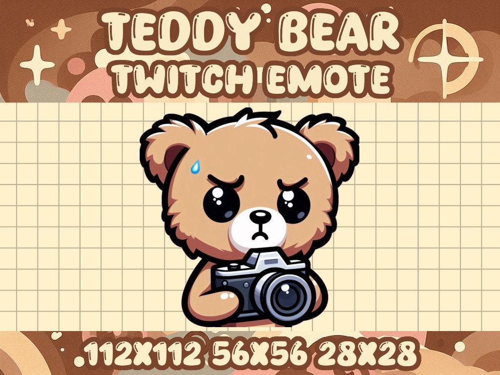 Teddy Bear Caught in 4K Emote Cute Twitch & Discord Icons Kawaii Chibi ...