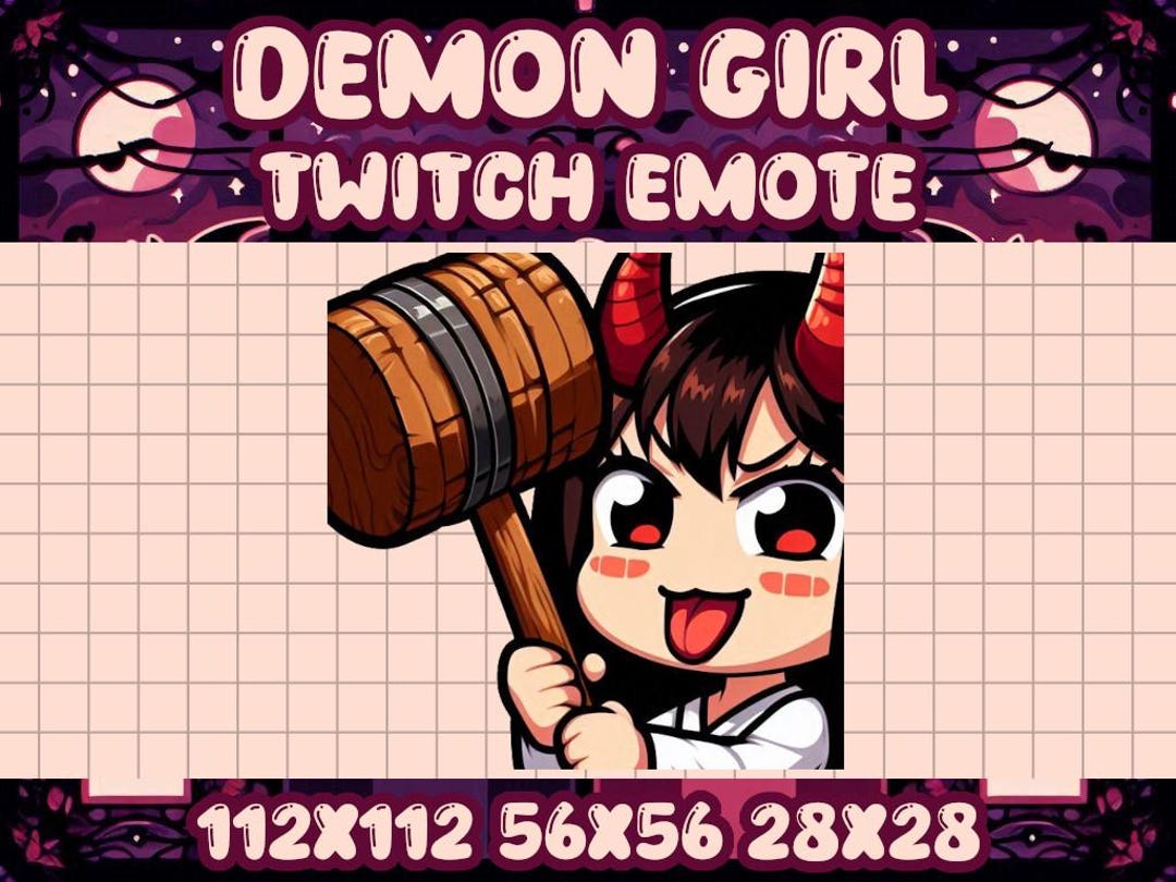 Demon Girl BONK Emote | Kawaii Chibi Icon for Twitch and Discord - Etsy