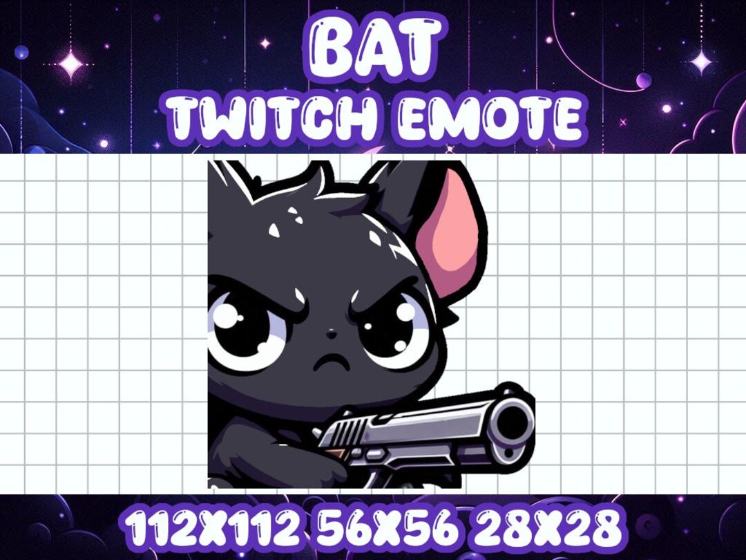 Black Bat Gun Emote for Twitch Discord Gamer Icons for Halloween - Etsy