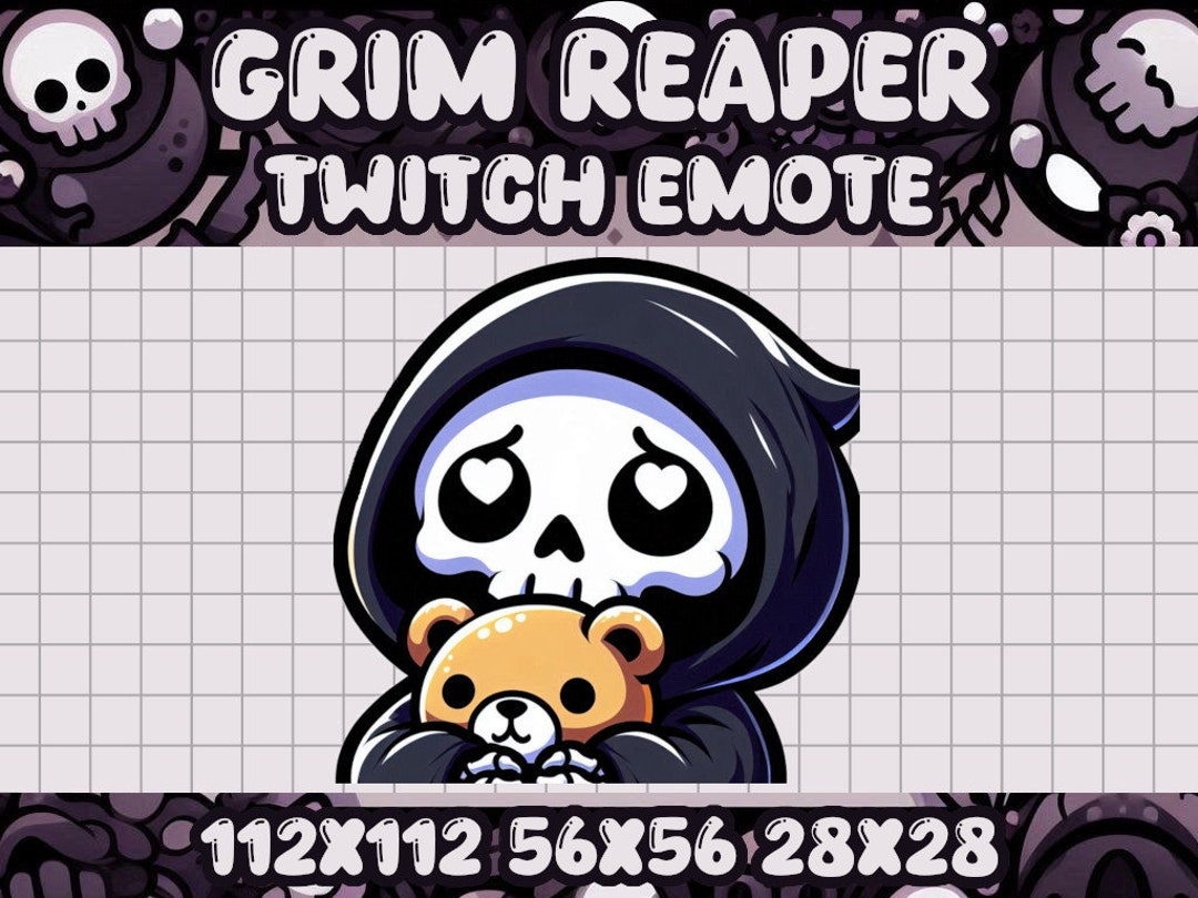 Grim Reaper Teddy Bear Emote for Twitch Discord Halloween Chibi Gamer ...