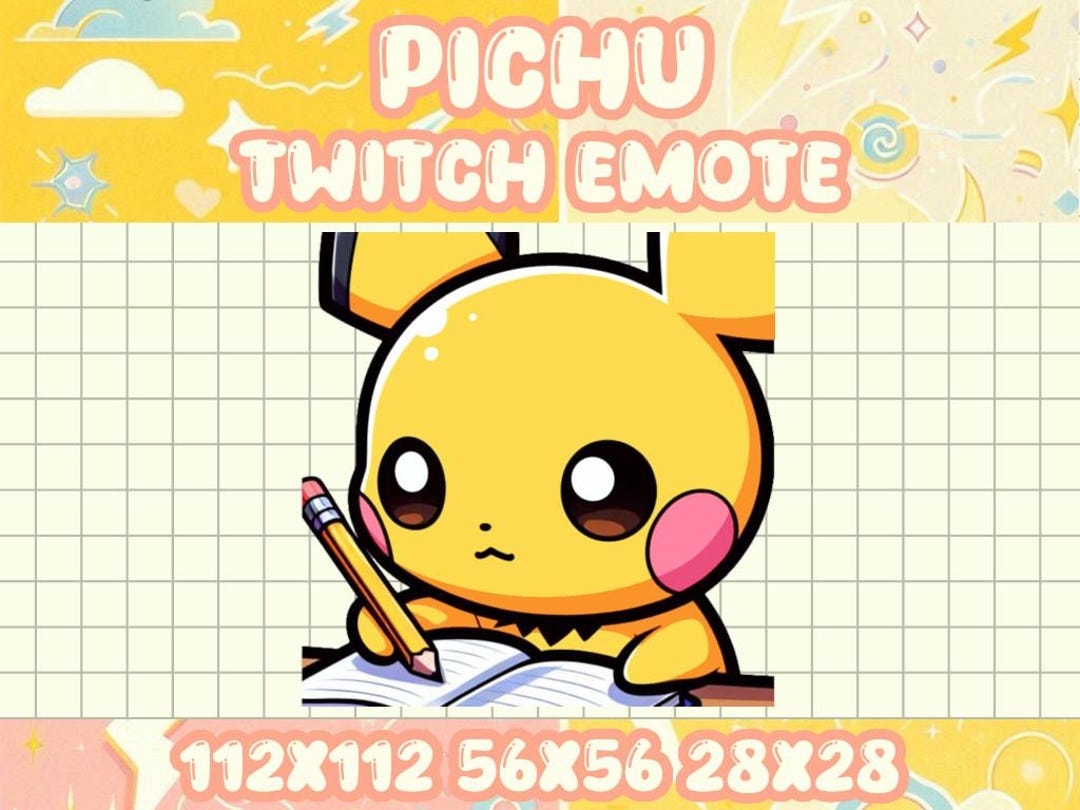 Pichu Notes Emote for Study Streams and Focused Chat Moments on Twitch ...