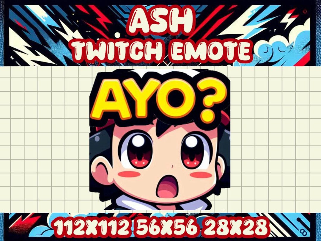 Ash Ketchum Ayo Emote Pokémon Twitch & Discord Icons Kawaii Chibi Gamer ...