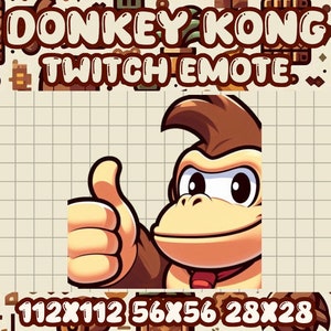 Donkey Kong Thumbs up Emote Super Mario Twitch Discord Icon Kawaii Chibi Gamer Country Good Okay ...