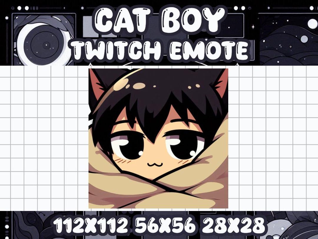 Black Cat Boy Blanket Emote for Twitch Discord Cozy Snuggle Cuddle - Etsy