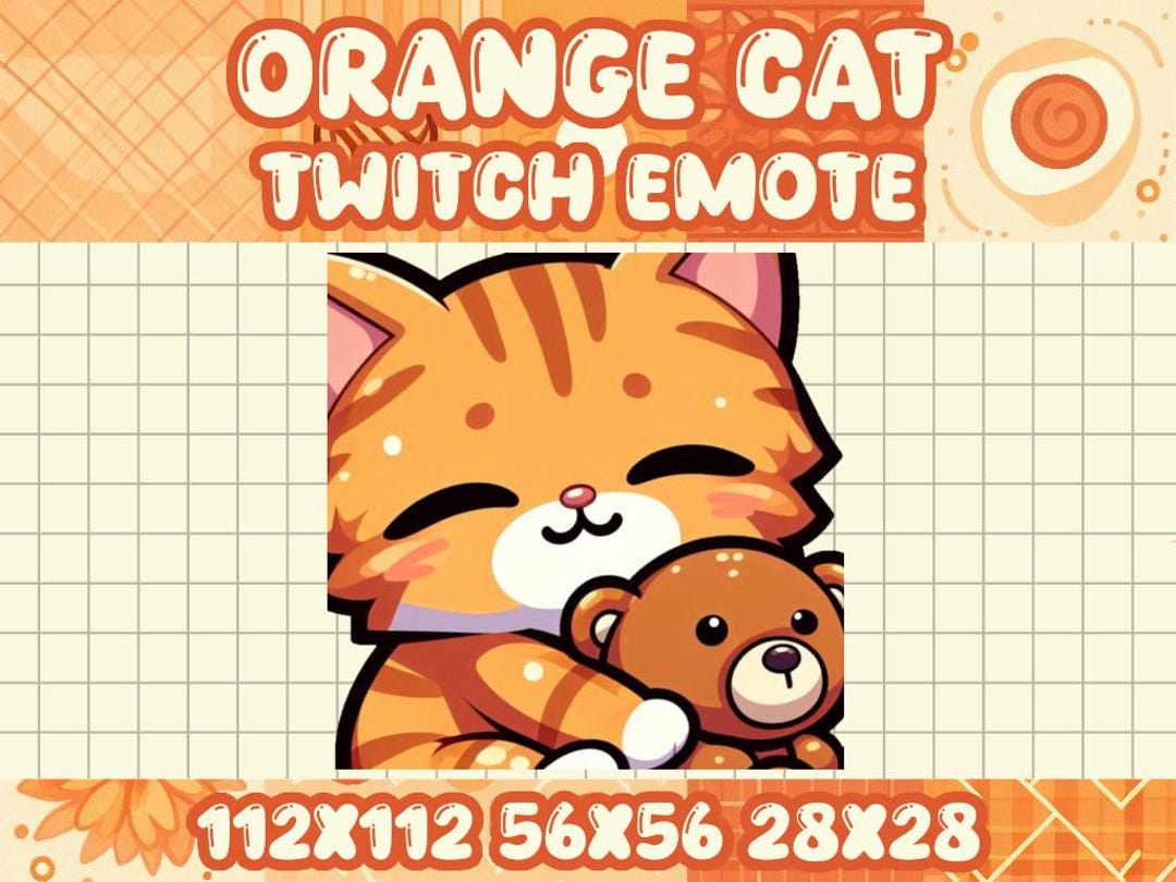 Orange Tabby Cat Teddy Bear Emote for Twitch Discord Gamer Chats ...
