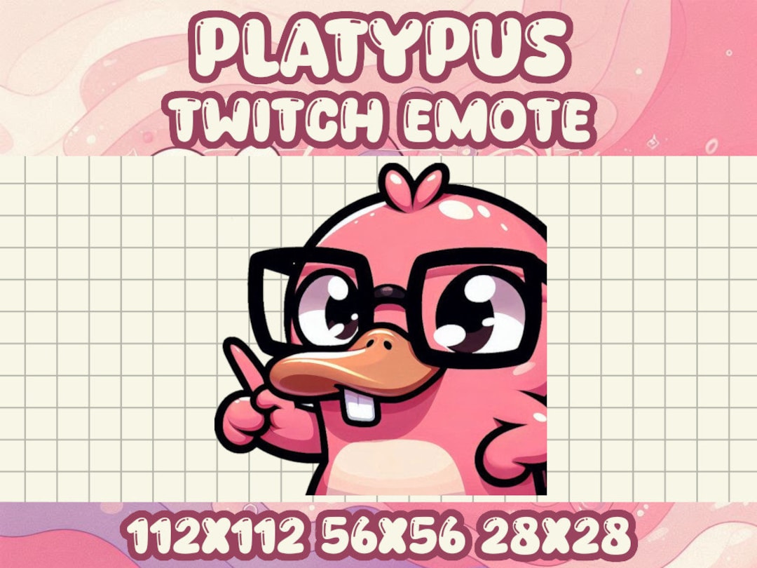 Pink Platypus Nerd Emote | Kawaii Chibi Icon for Twitch & Discord - Etsy
