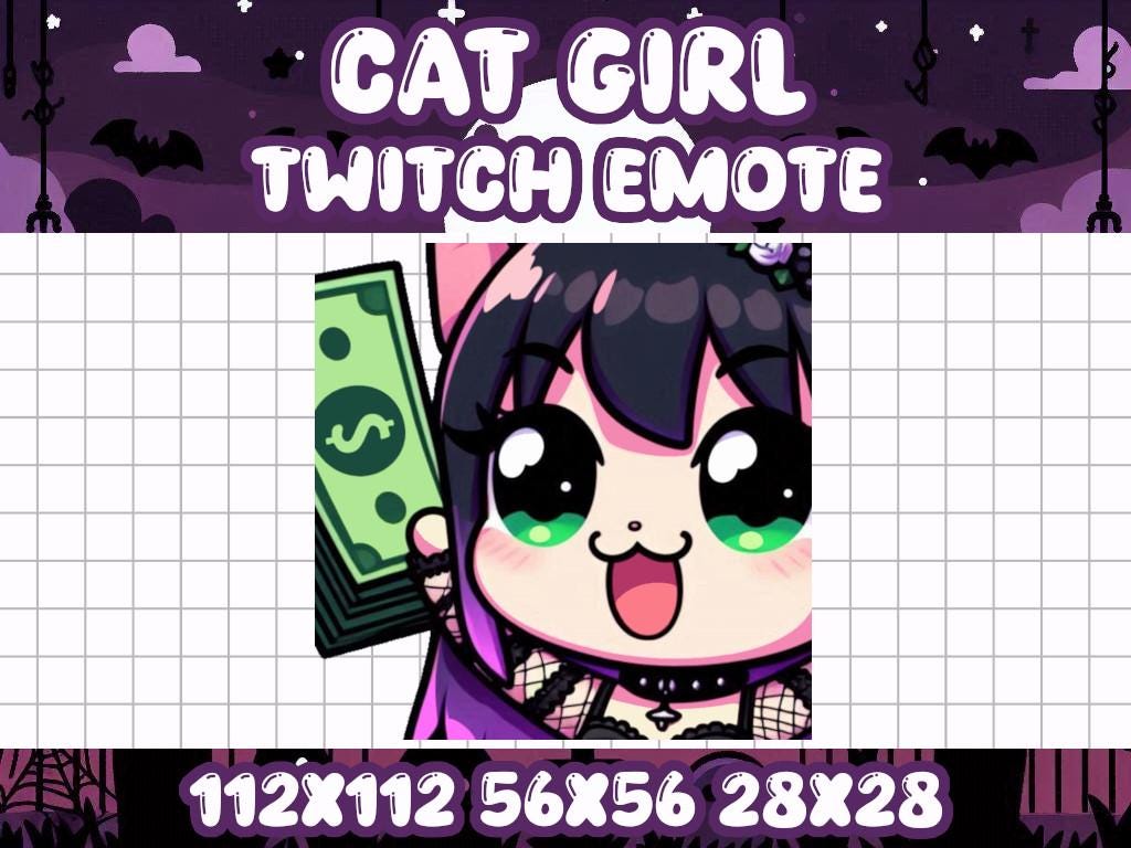 Goth Cat Girl Money Emote for Twitch and Discord Livestreams | Cash ...
