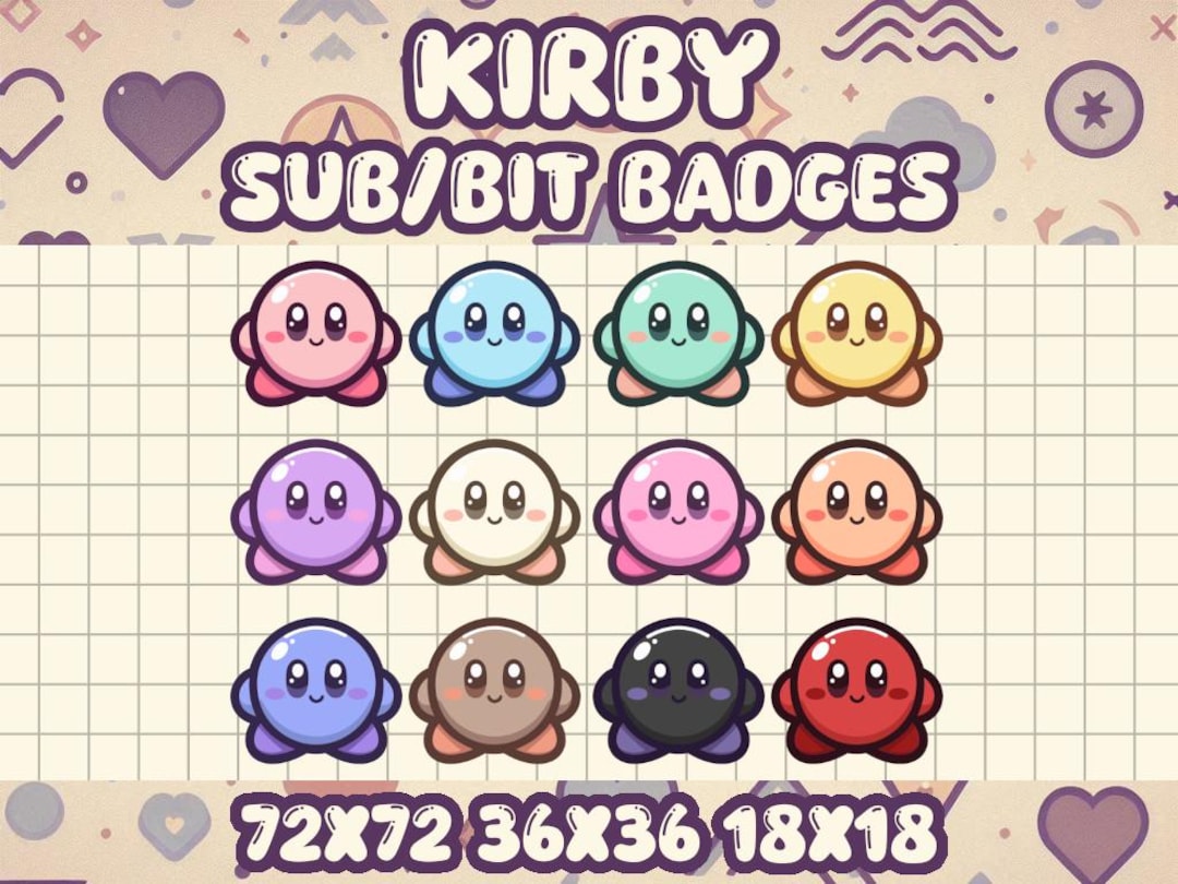 Kirby Sub or Bit Badge Icons for Twitch Streamers - Etsy