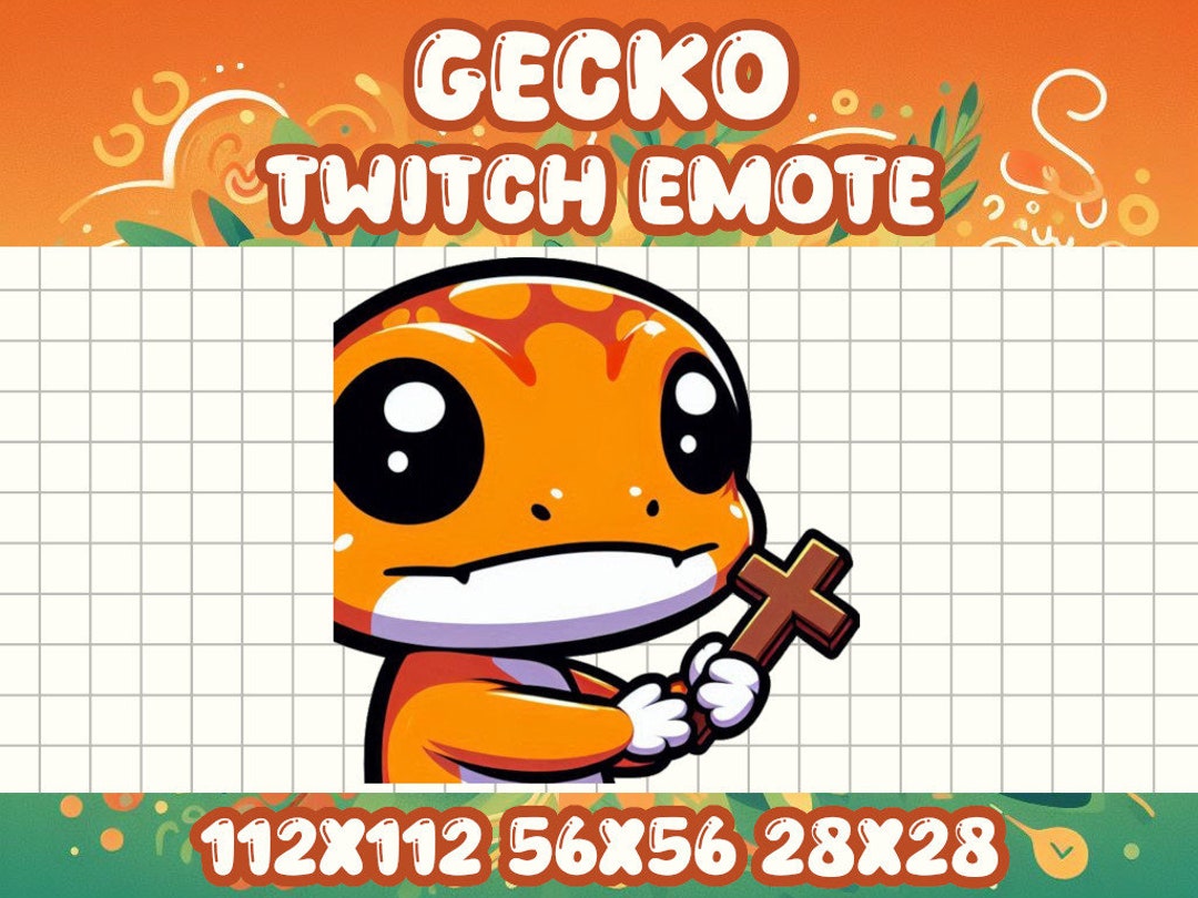 Orange Gecko Cross Emote Chibi Lizard Icon for Streamers - Etsy
