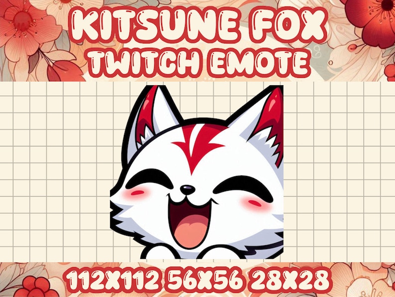 Kitsune Fox Laugh Emote Cute Twitch & Discord Icons Kawaii Chibi Gamer ...