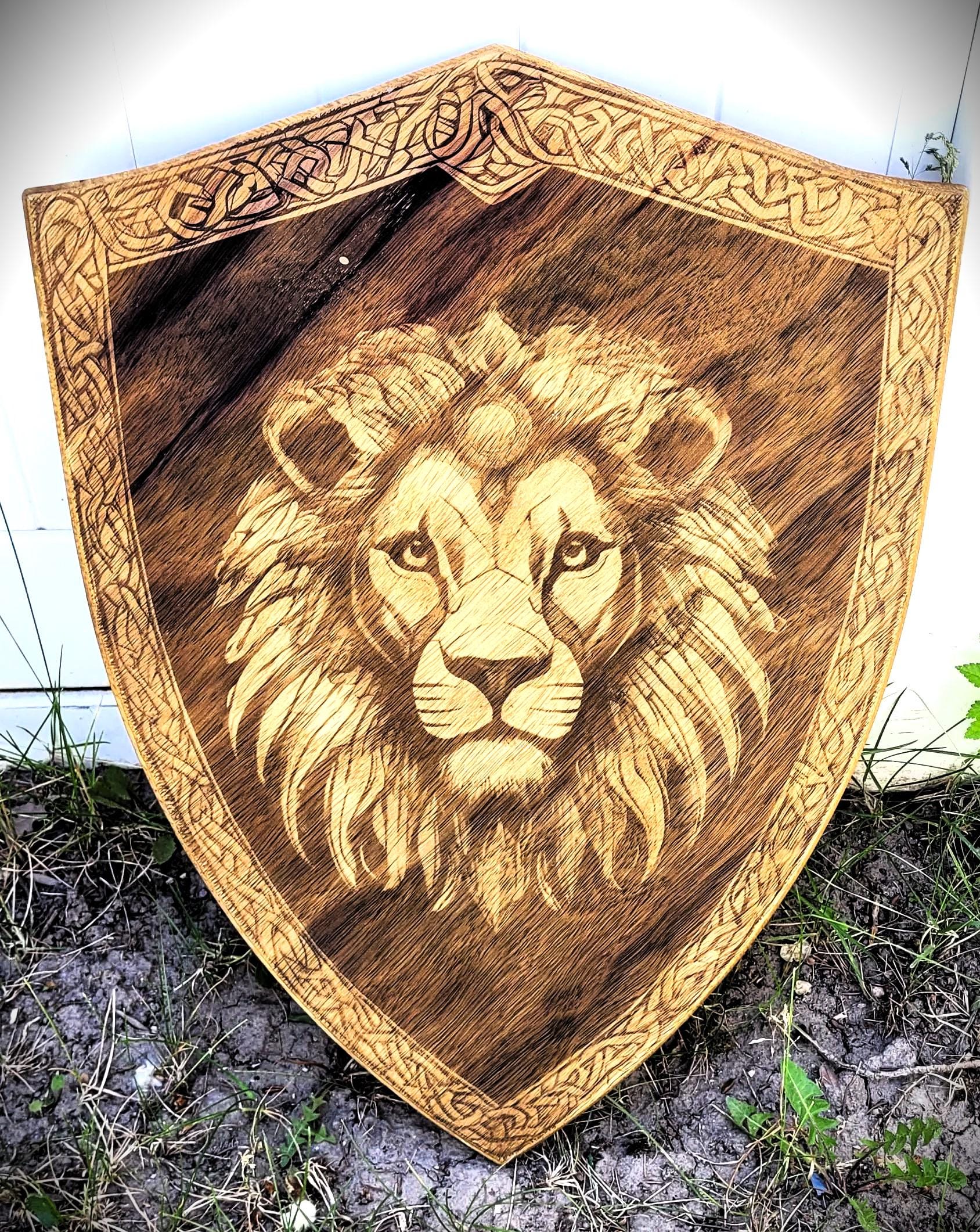 Laser Engraved Wooden Shield: Custom Coat of Arms, Medieval Decor - Etsy