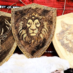 Laser Engraved Wooden Shield: Custom Coat of Arms, Medieval Decor - Etsy