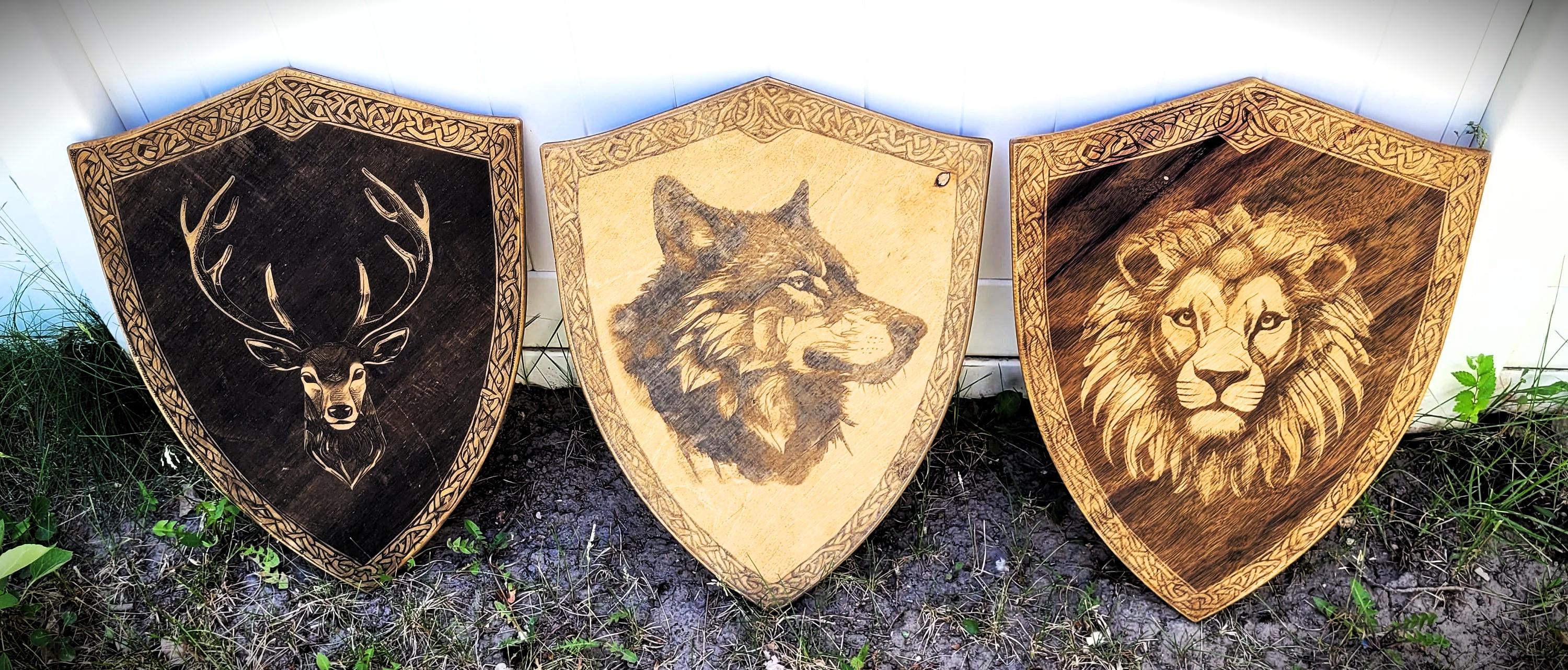 Laser Engraved Wooden Shield: Custom Coat of Arms, Medieval Decor - Etsy