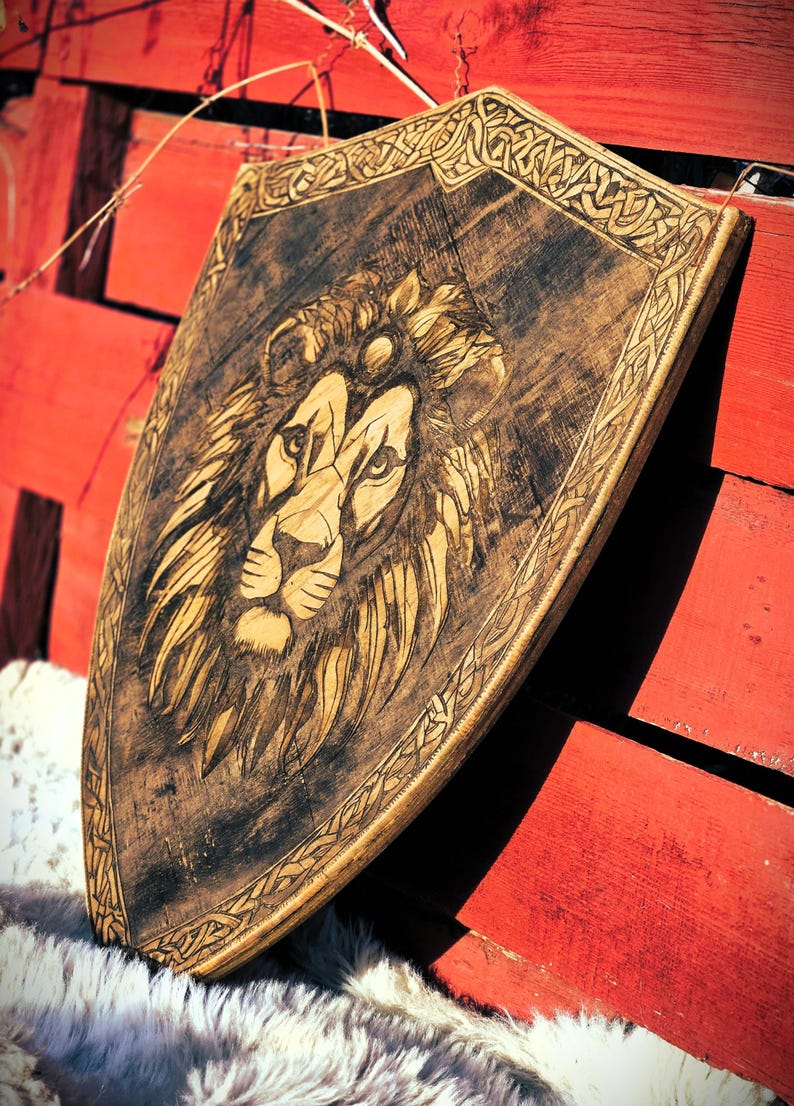 Laser Engraved Wooden Shield: Custom Coat of Arms, Medieval Decor - Etsy
