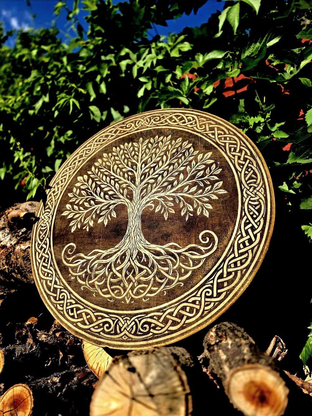 Engraved Tree of Life Wood Shield: Celtic Viking Wall Decor - Etsy