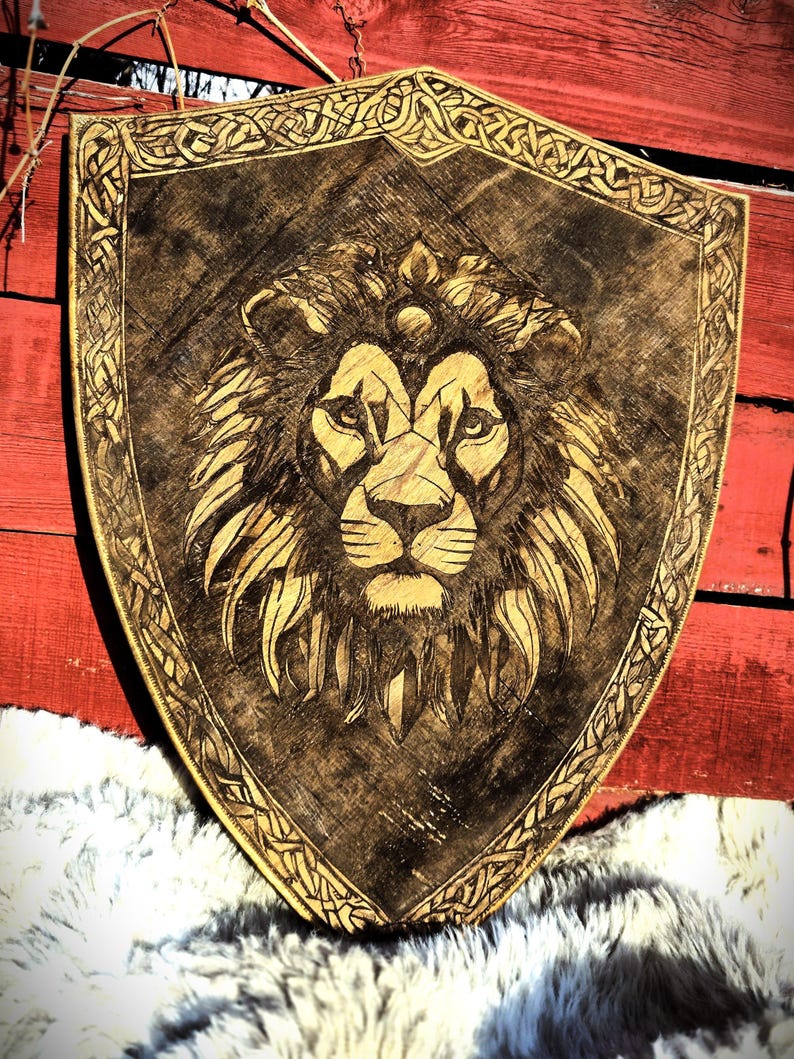 Laser Engraved Wooden Shield: Custom Coat of Arms, Medieval Decor - Etsy