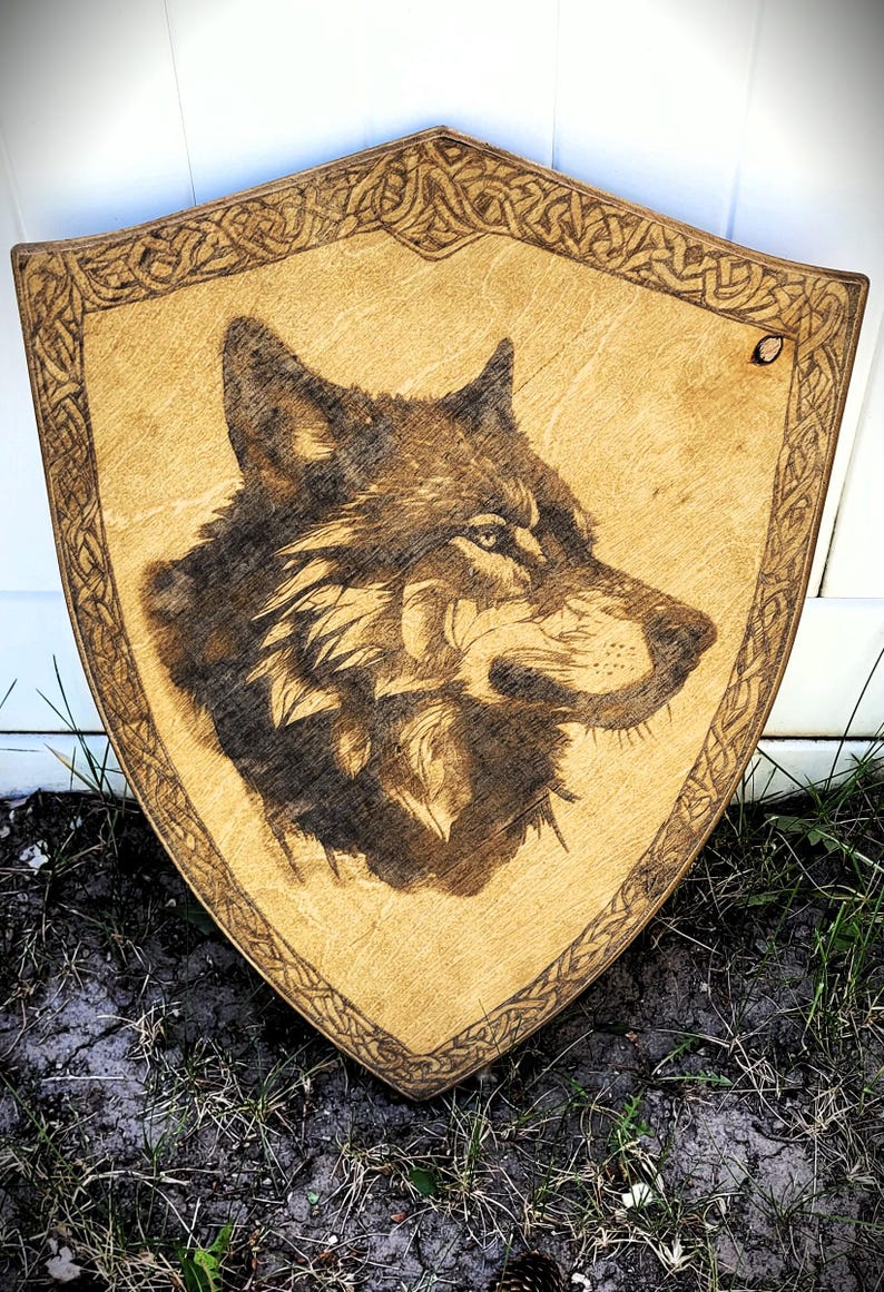 Laser Engraved Wooden Shield: Custom Coat of Arms, Medieval Decor - Etsy