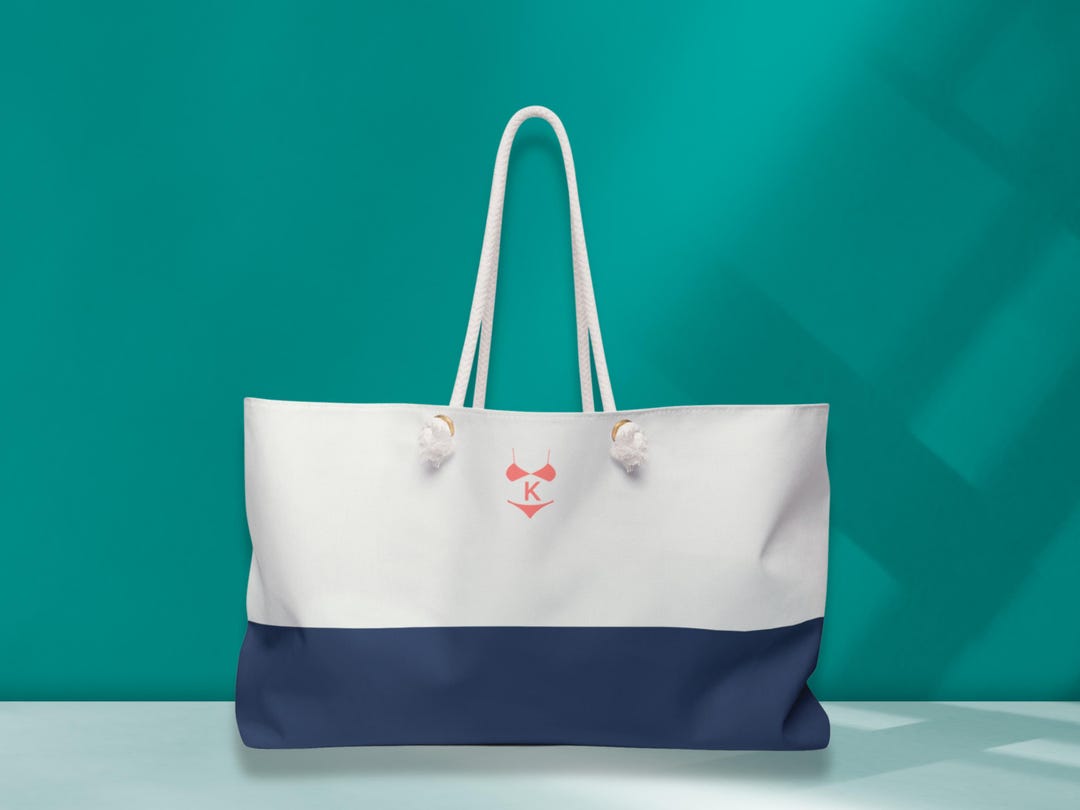 Nautical Tote With Bikini Motif, Pool Bag, Vacation Bag, Resort Bag ...