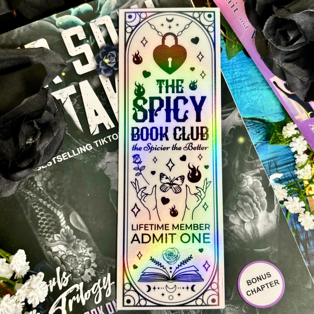 The Spicy Book Club Black and White Bookmark Holographic Finish Fully ...
