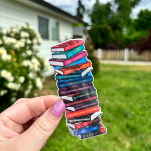 SJM Books Inspired Bookstack Sticker Multiple Finishes Water Resistant ...