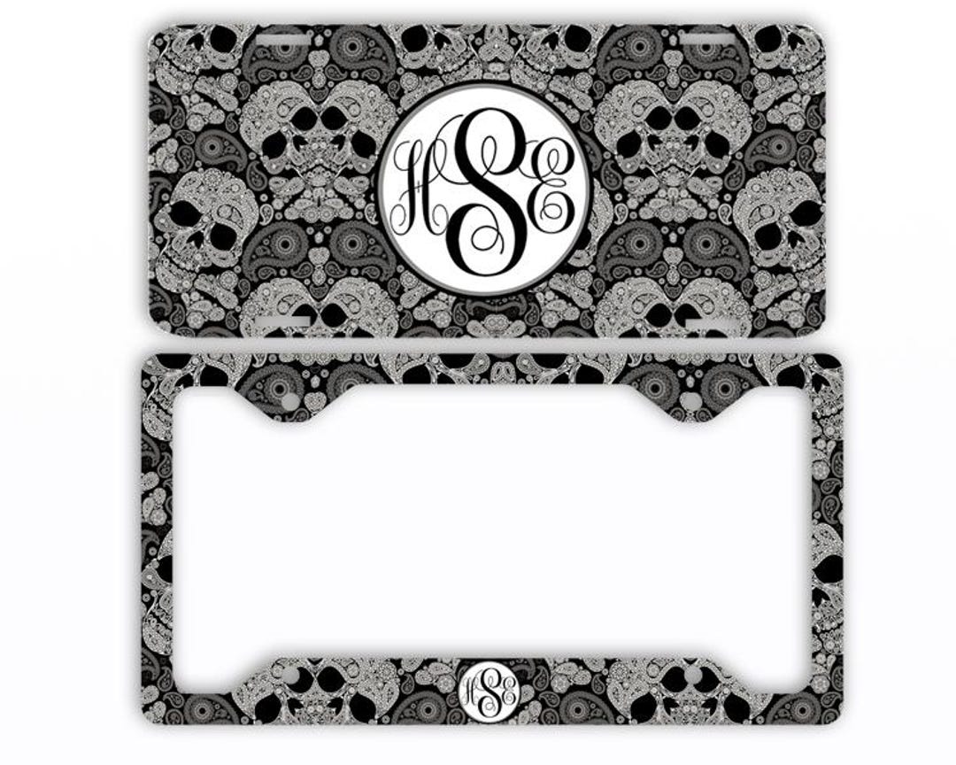Sugar Skull Car License Plate Frame Coasters Custom Monogram ...