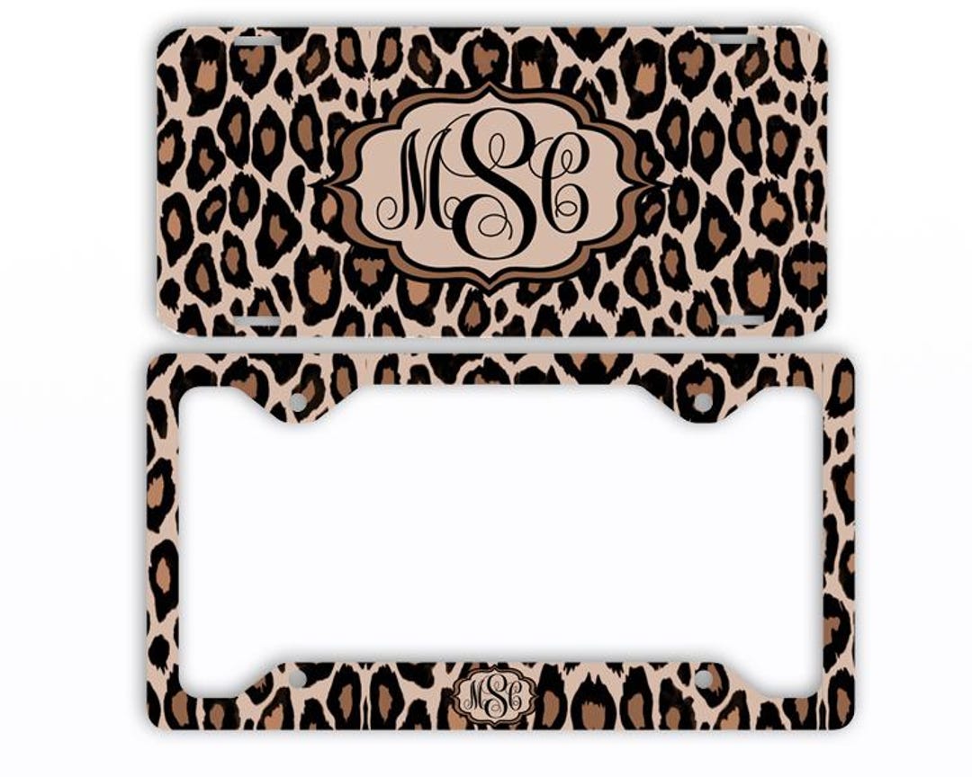Cheetah Leopard Car License Plate Frame Coasters Custom Monogram ...