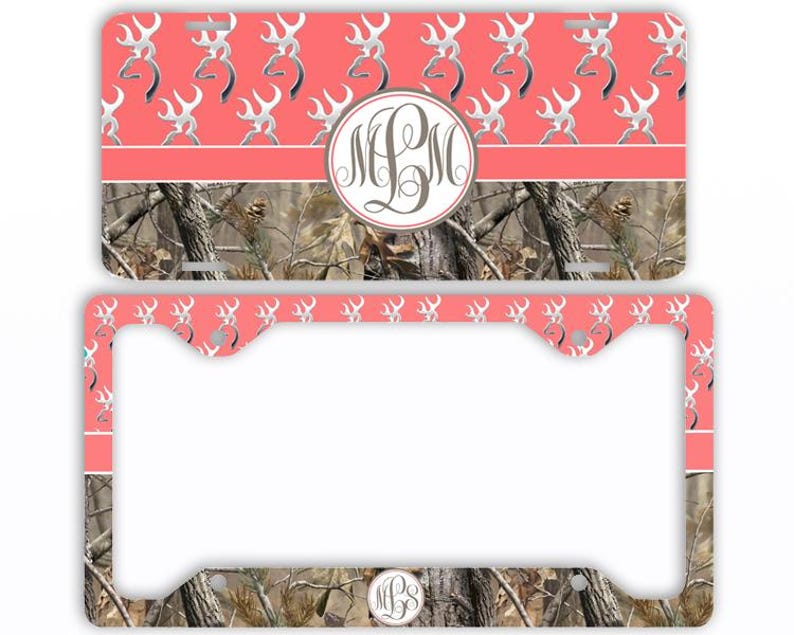 Coral Deer Camo Car License Plate Frame, Personalized Monogram Gift - Etsy
