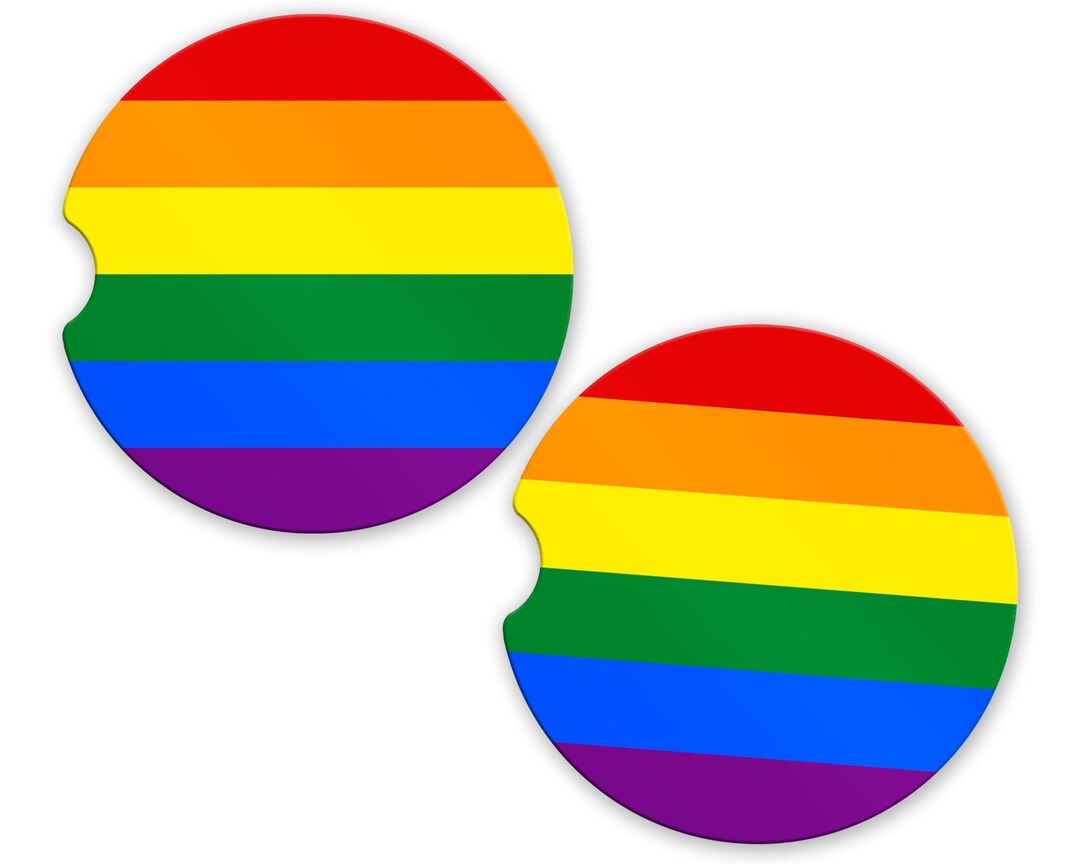 Gay Pride Flag Car Coasters: Sandstone Cup Holder 1 or Set, USA Made ...