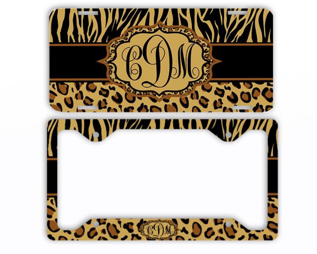 Personalized Zebra Leopard Car License Plate Frame, Custom Monogram - Etsy