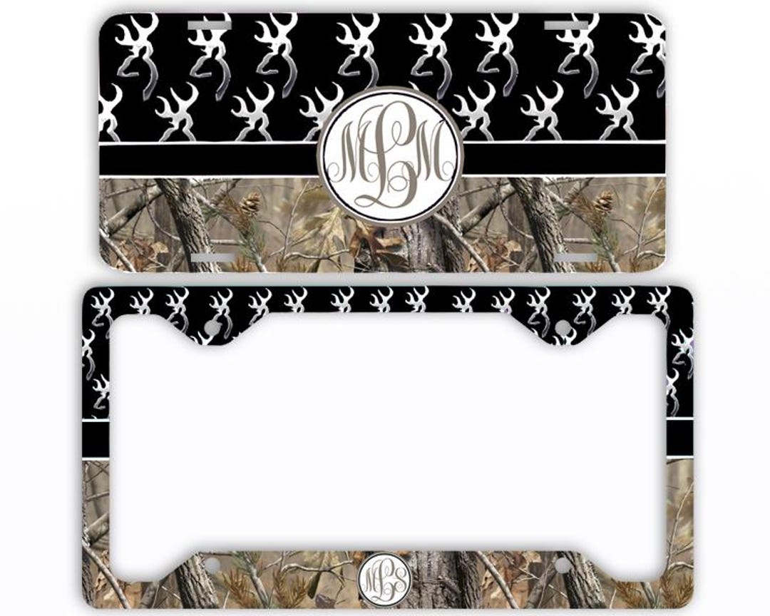 Camo Deer License Plate Frame - Custom Monogram Car Gift - Etsy